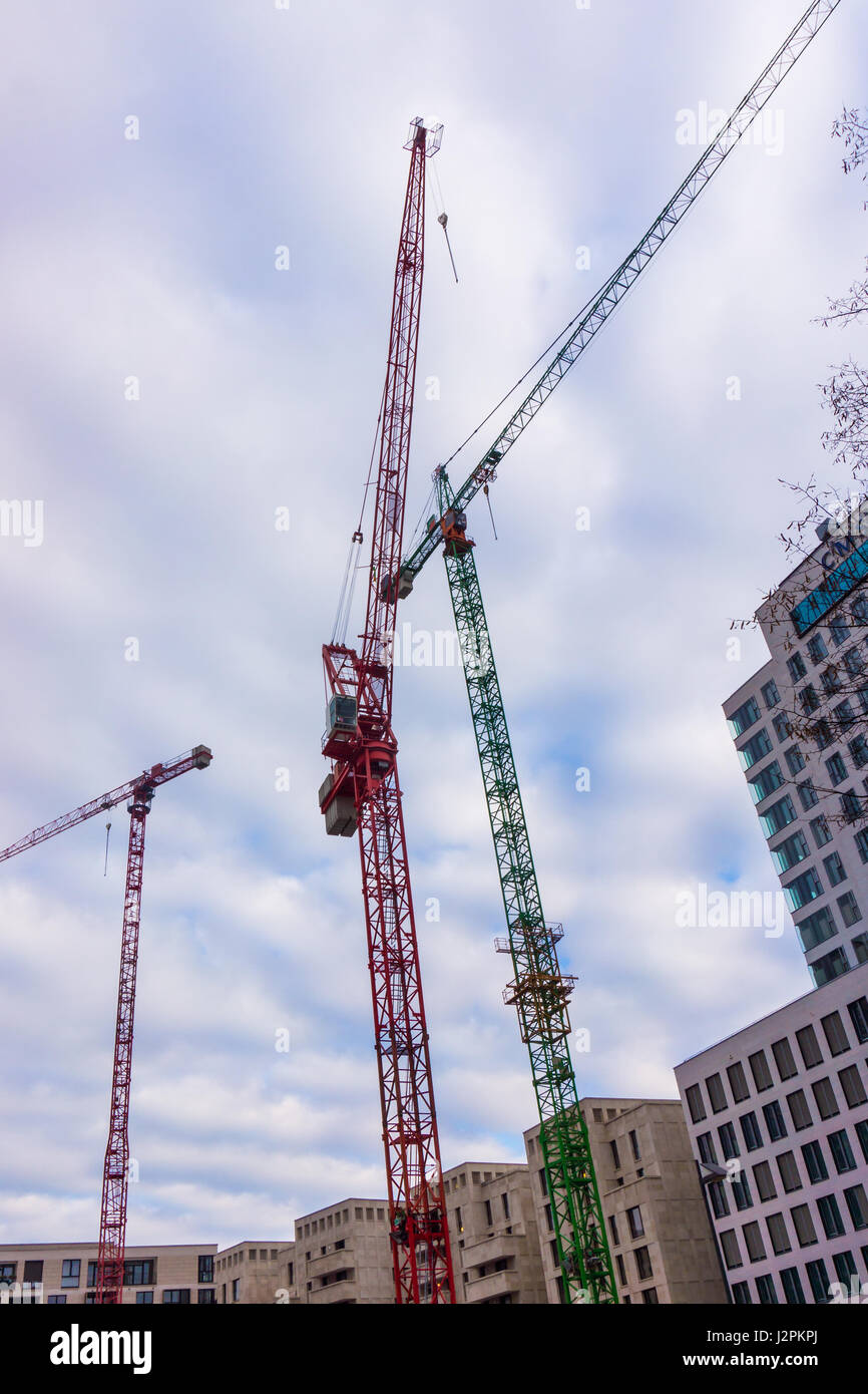 Crane and building construction. big building construction Stock Photo ...