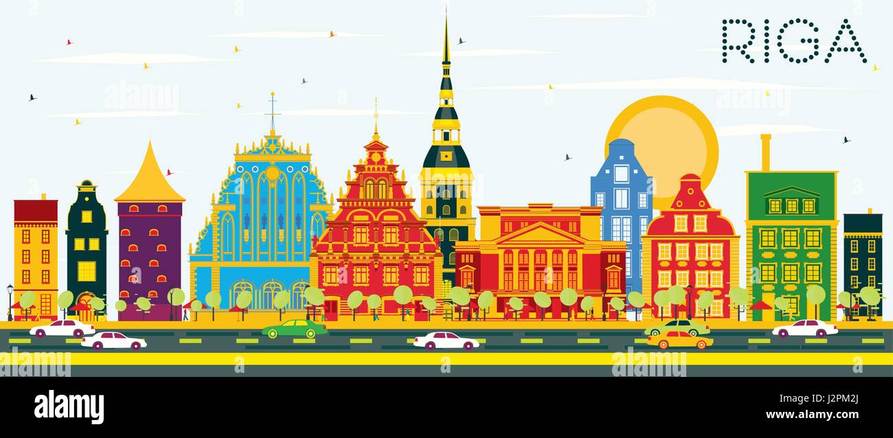 Riga panoramic view Stock Vector Images - Alamy