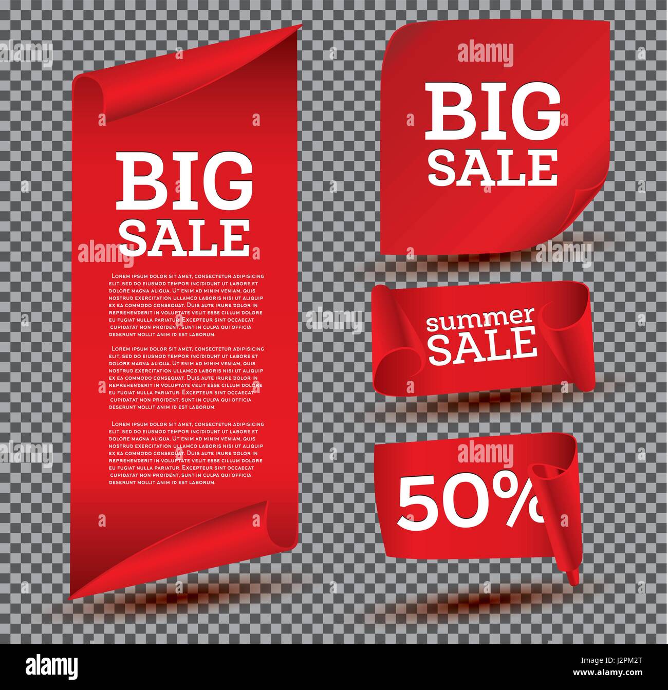 Big Sale Banner Set on Transparent Background. Ribbon. Vector ...