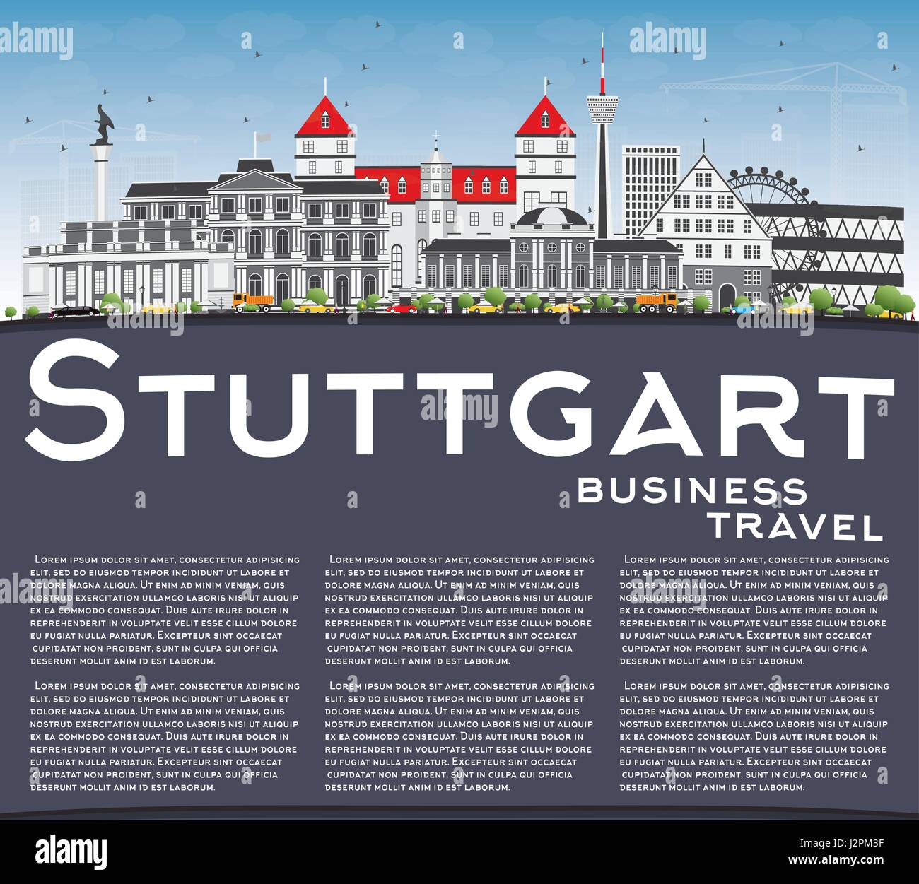 Stuttgart Skyline with Gray Buildings, Blue Sky and Copy Space. Vector ...