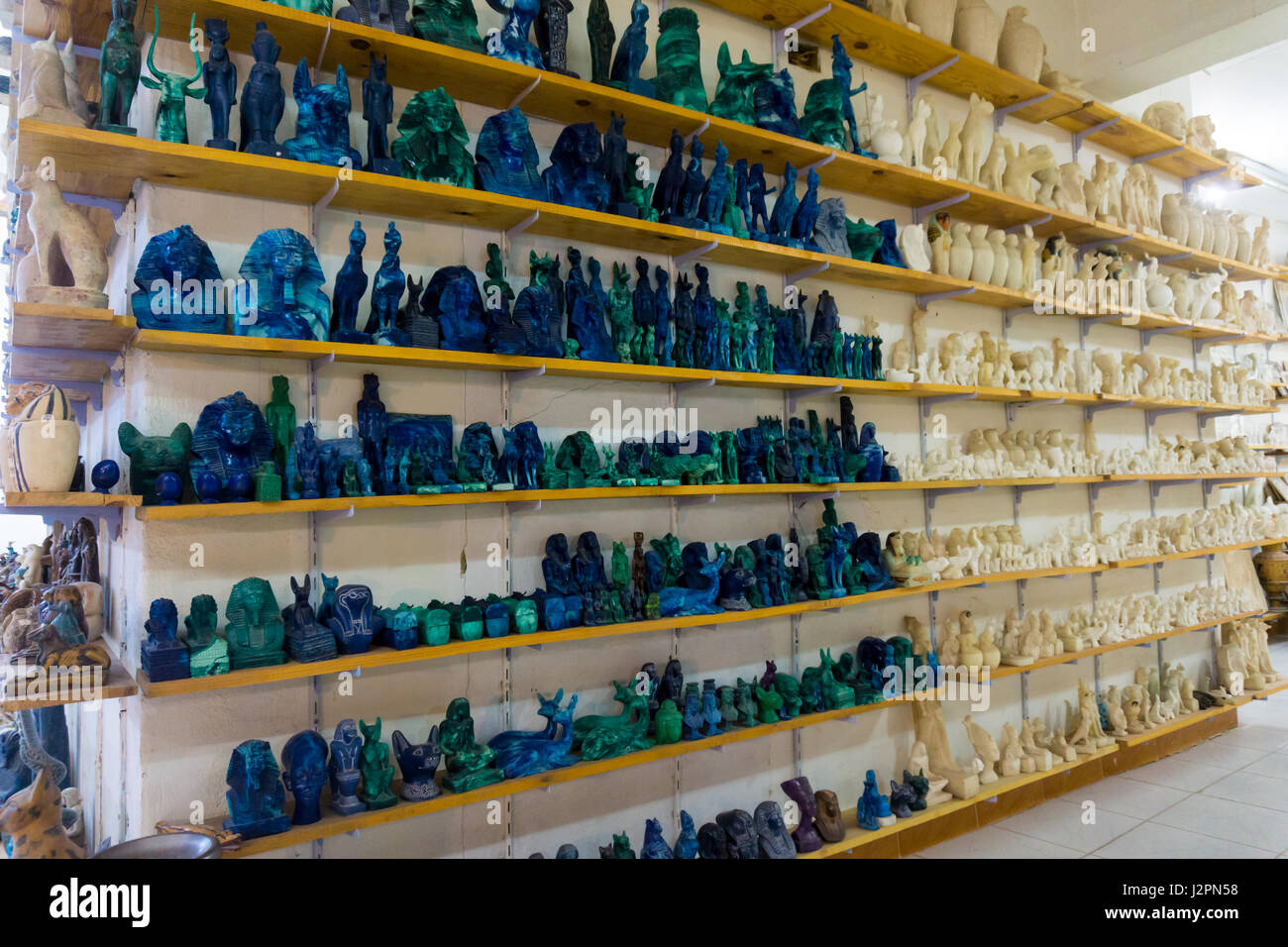 LUXOR, EGYPT - OCTOBER 09 2015.Souvenir store in Luxor, Egypt.Alabaster ...