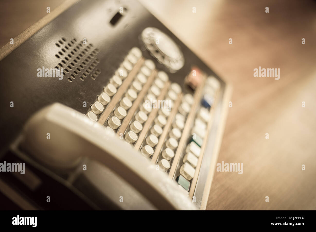 50s interior design. phone and table Stock Photo - Alamy