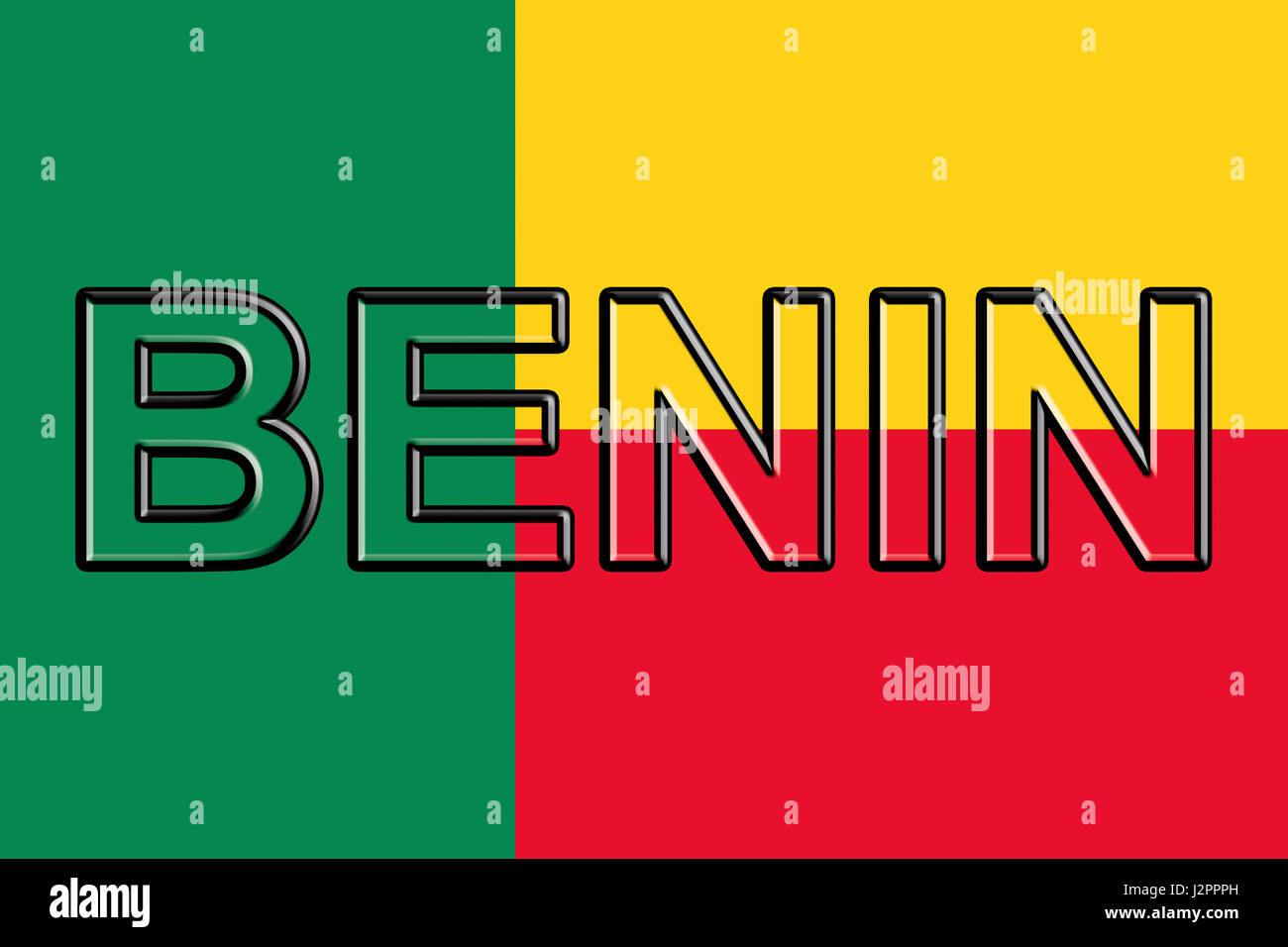 Illustration of the flag of Benin with the country written on the flag ...