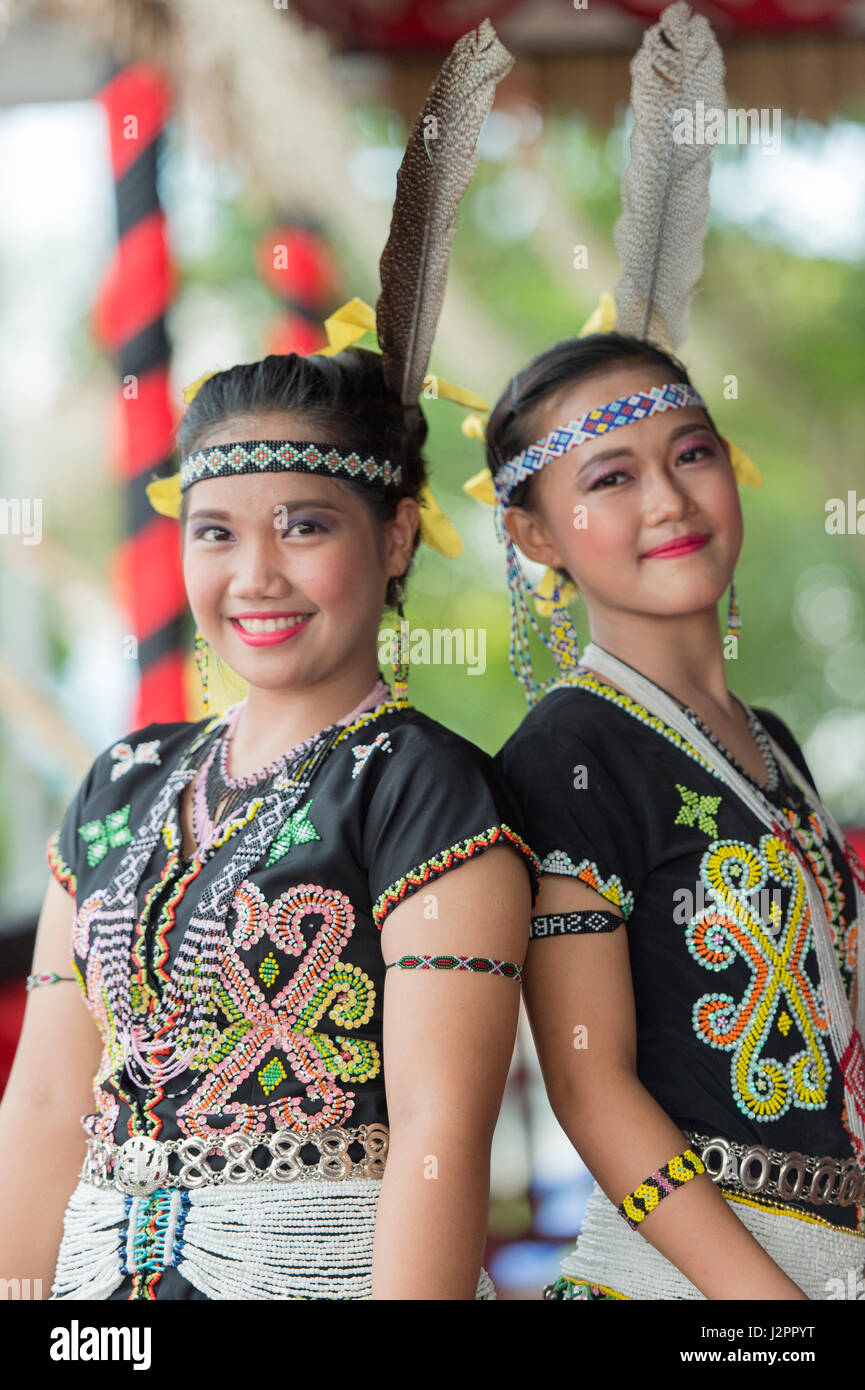 :Murut lady in traditional costume decorated with colorful beads during ...