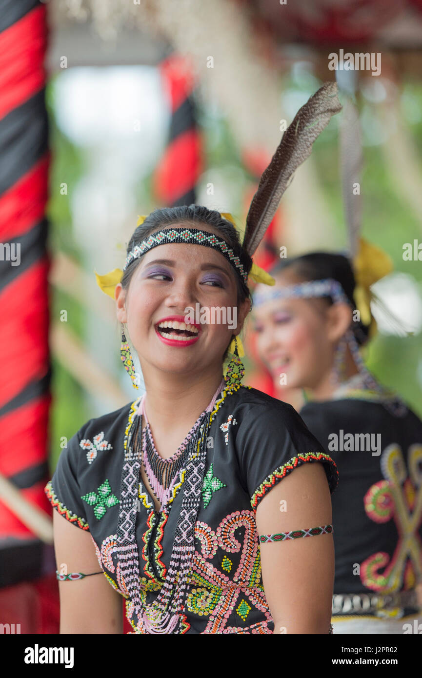 :Murut lady in traditional costume decorated with colorful beads during ...