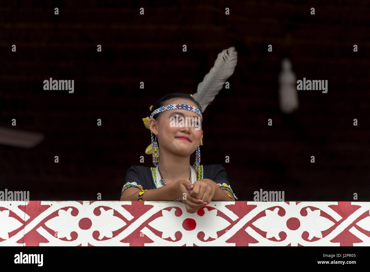 :Murut lady in traditional costume decorated with colorful beads during ...