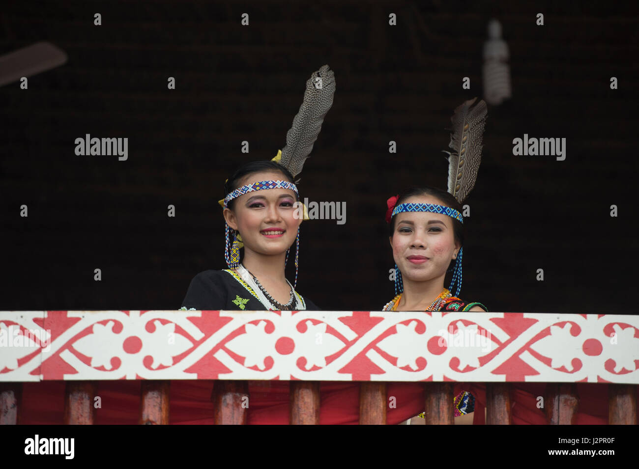 :Murut lady in traditional costume decorated with colorful beads during ...