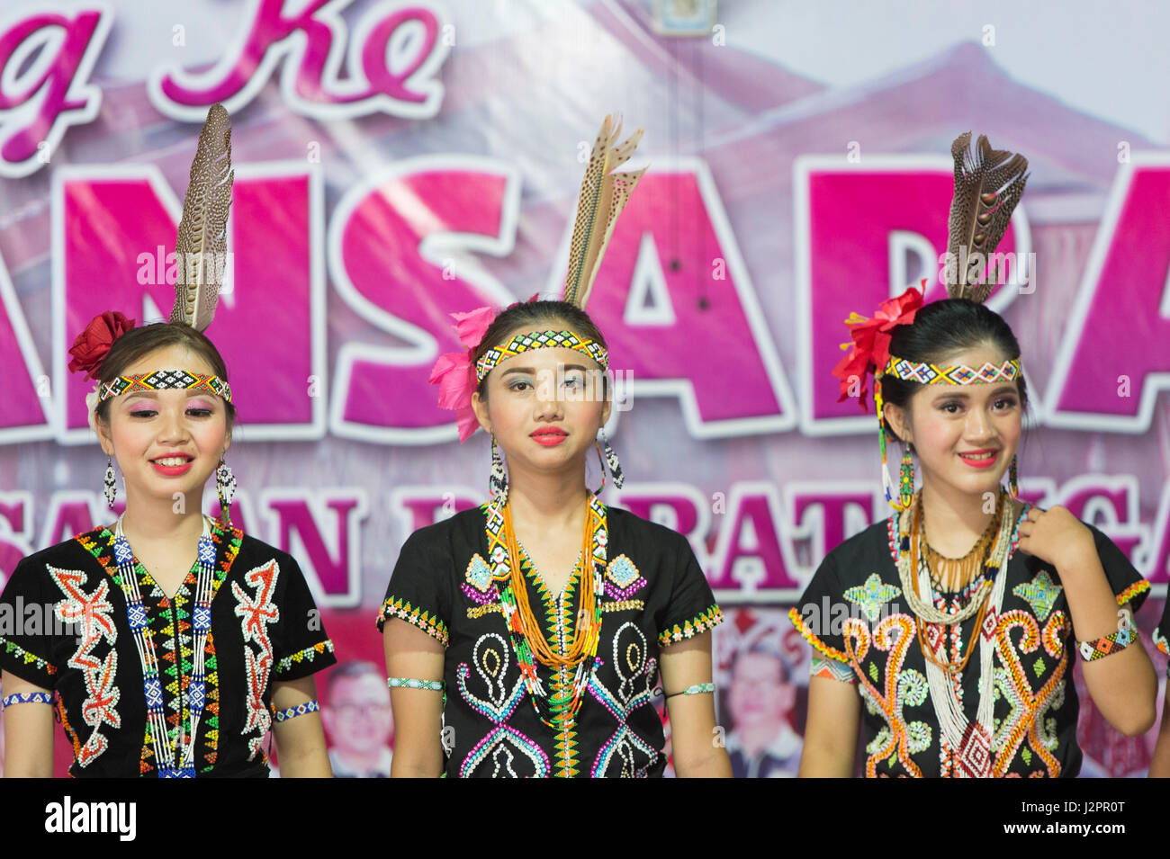 :Murut lady in traditional costume decorated with colorful beads during ...
