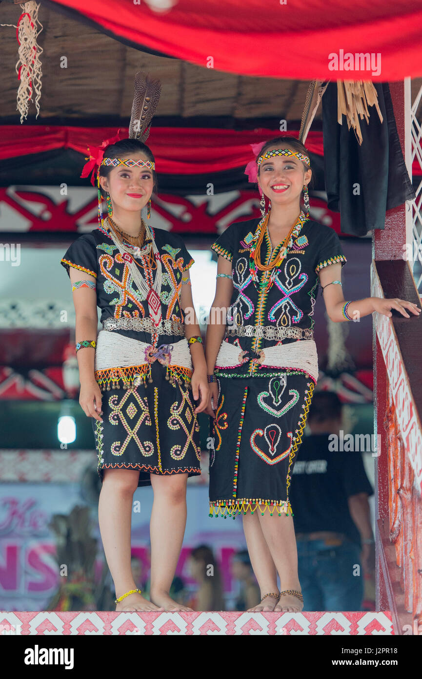 :Murut lady in traditional costume decorated with colorful beads during ...