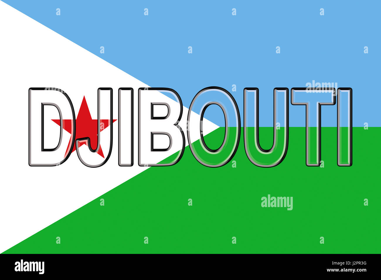 Illustration of the national flag of Djibouti with the country written ...
