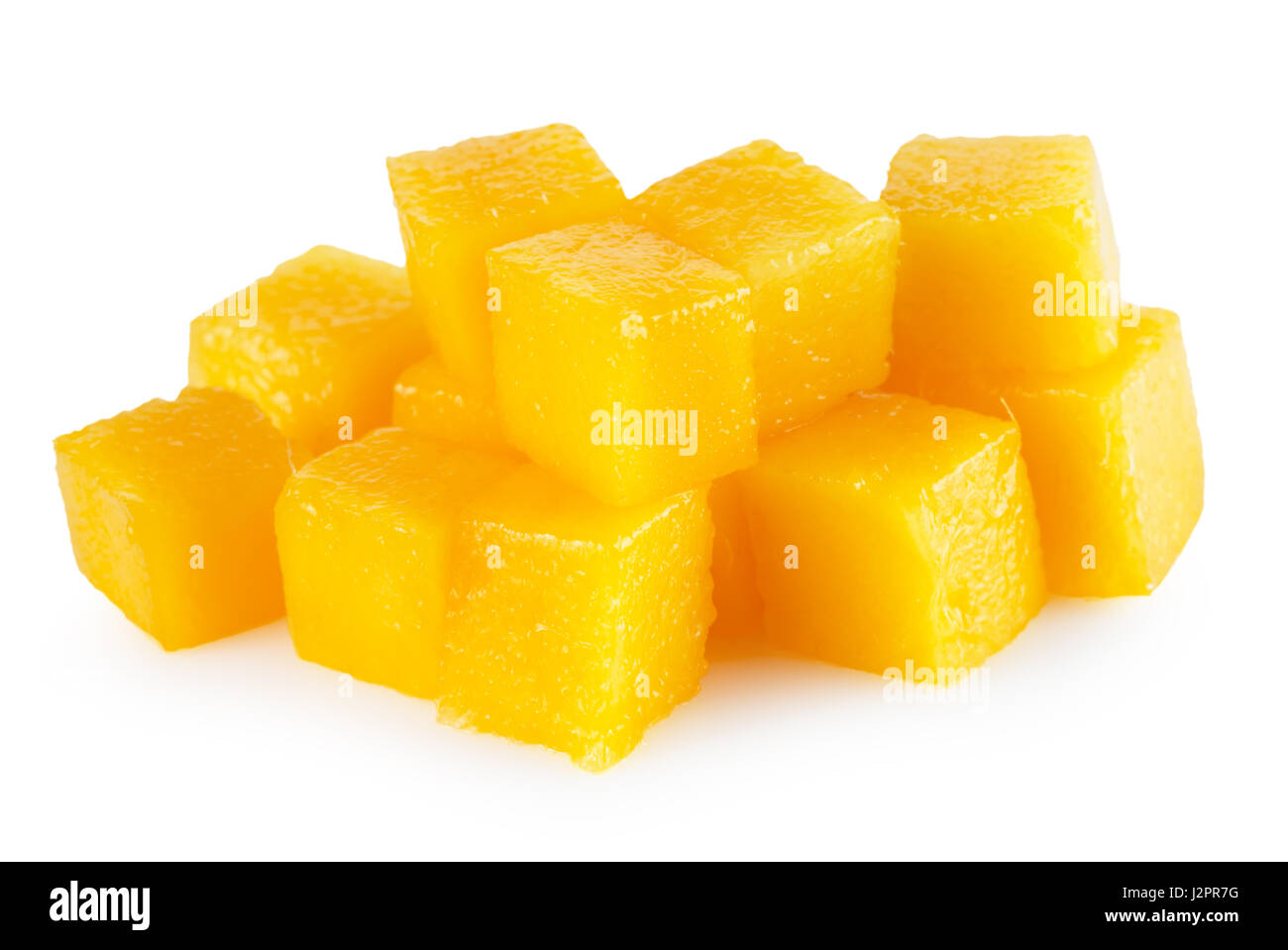 mango cube slices isolated on a white background Stock Photo - Alamy