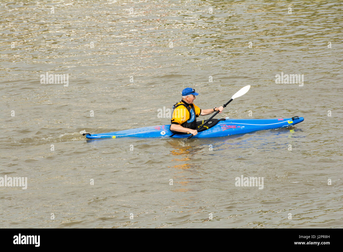 Kayaks on the River Thames in Barnes, SW London, England, UK Stock ...