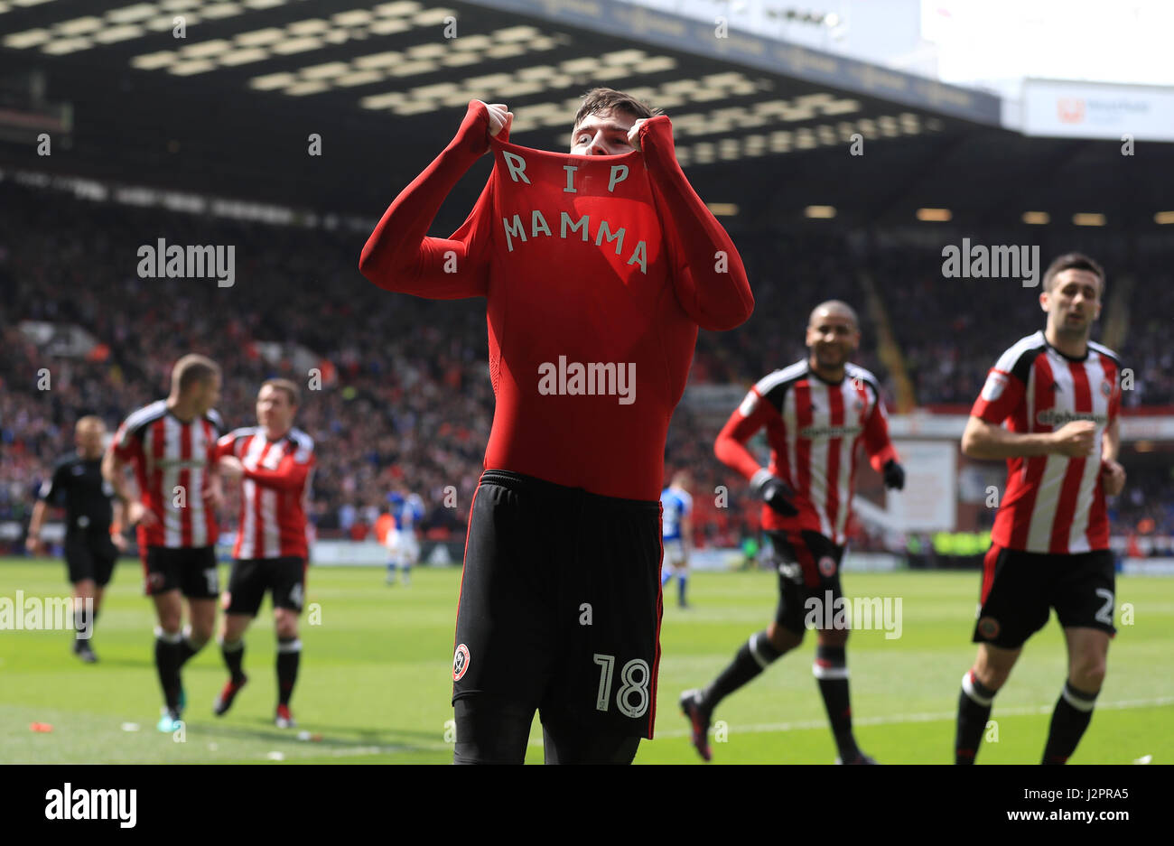 Sheffield United's Kieron Freeman celebrates scoring his side's first ...