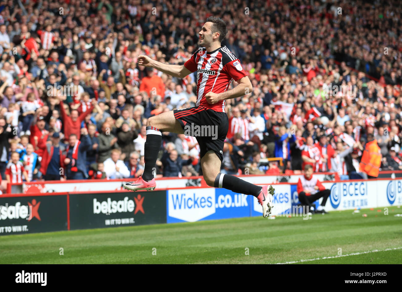 Sheffield United's Danny Lafferty celebrates scoring his side's third ...