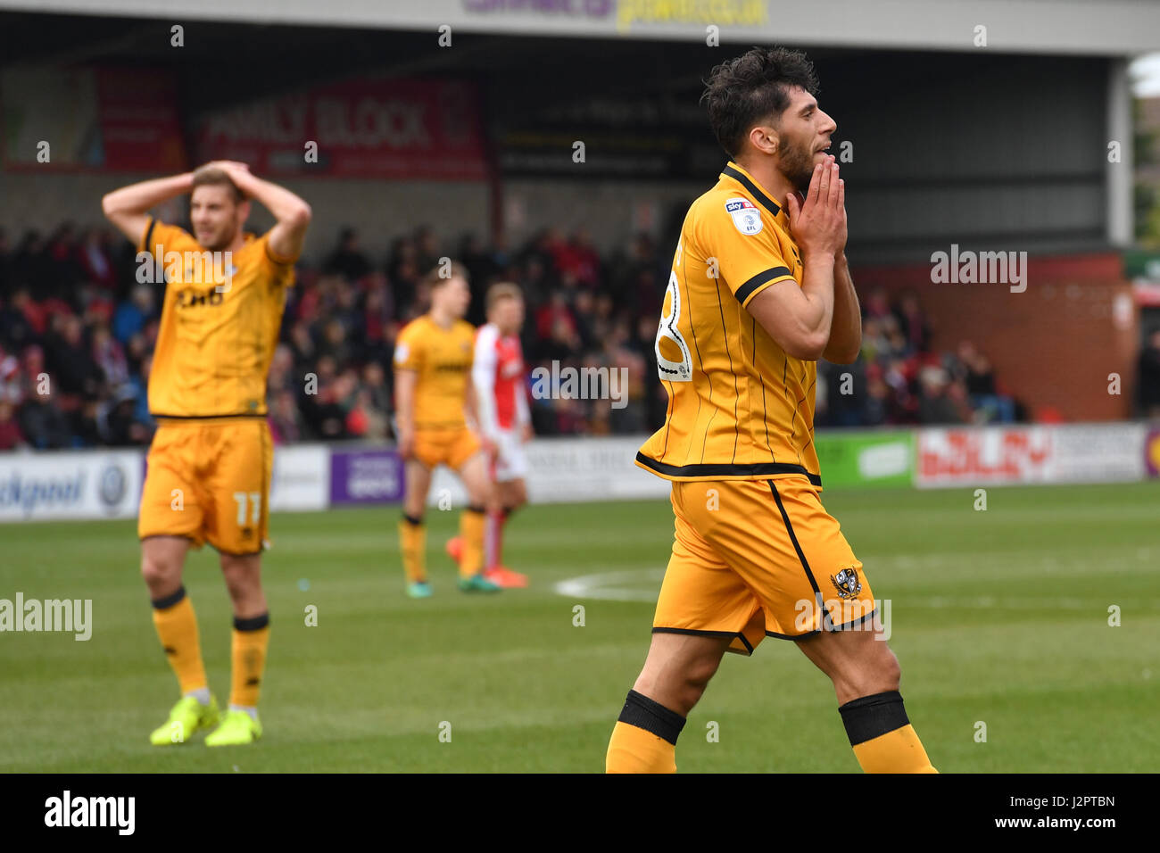 Port Vale's Anthony de Freitas reacts after missing a chance at goal ...