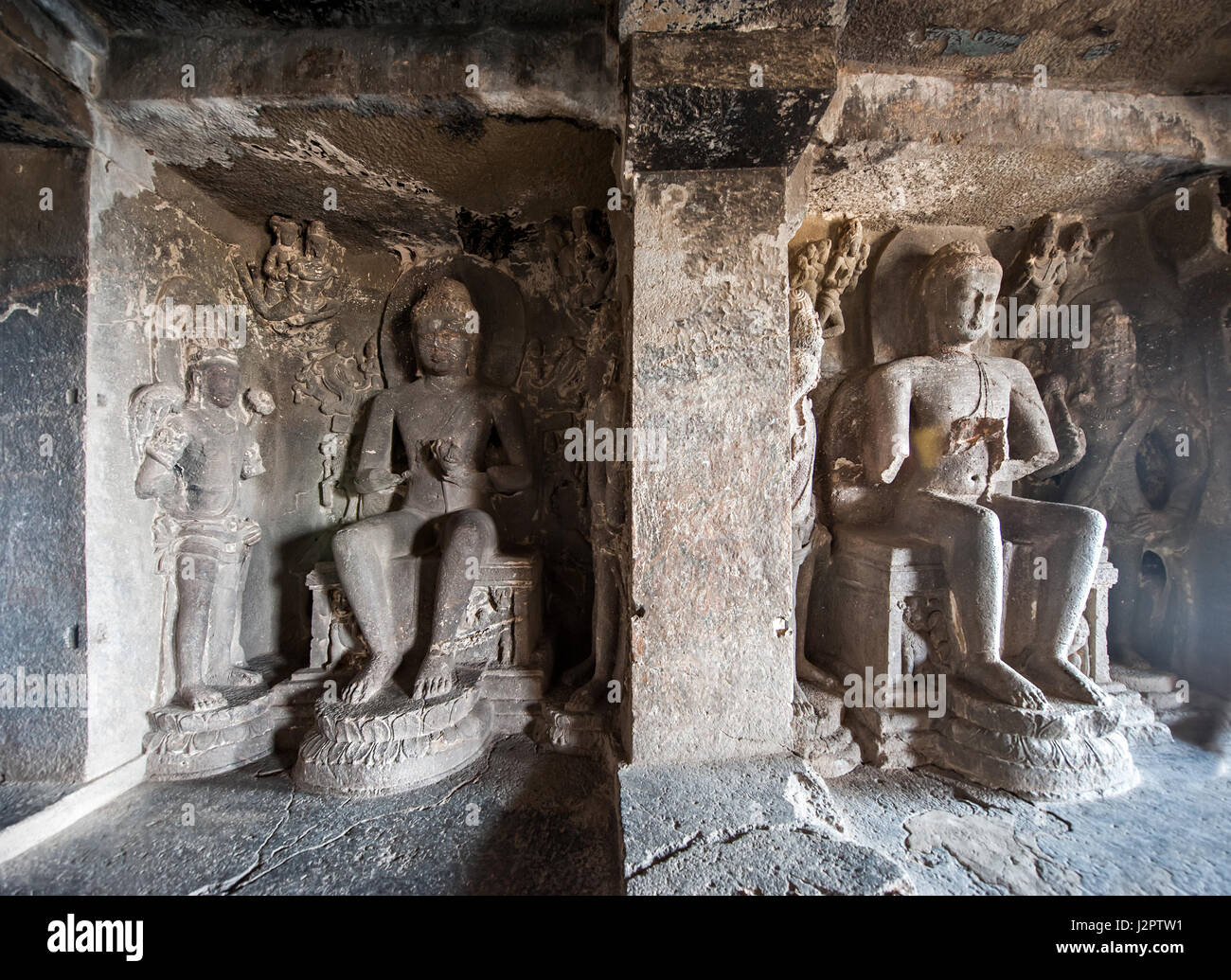 Ellora Caves UNESCO World Heritage Site. Statue of big Buddha ...