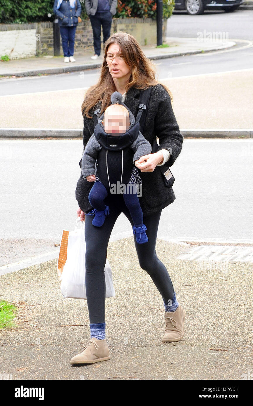 Jools Oliver out with her baby son River Rocket in North London ...