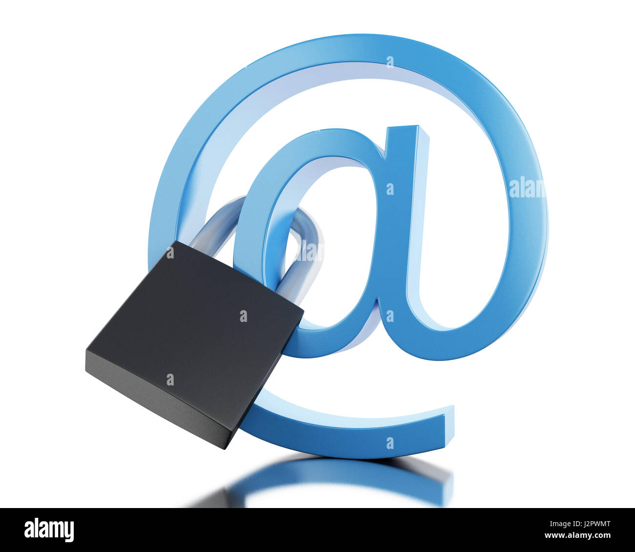 3d illustration. Mail sign with padlock. E-mail Safety concept ...