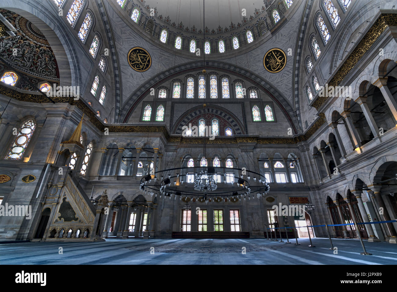 Interior of Nuruosmaniye Mosque, an Ottoman Baroque style mosque ...