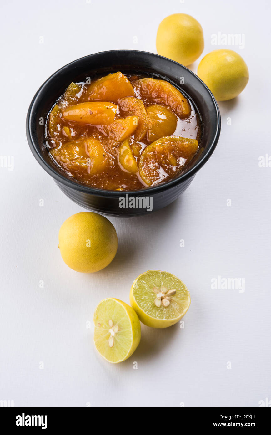 Indian lemon pickle or nimbu ka achar / loncha in hindi Stock Photo - Alamy