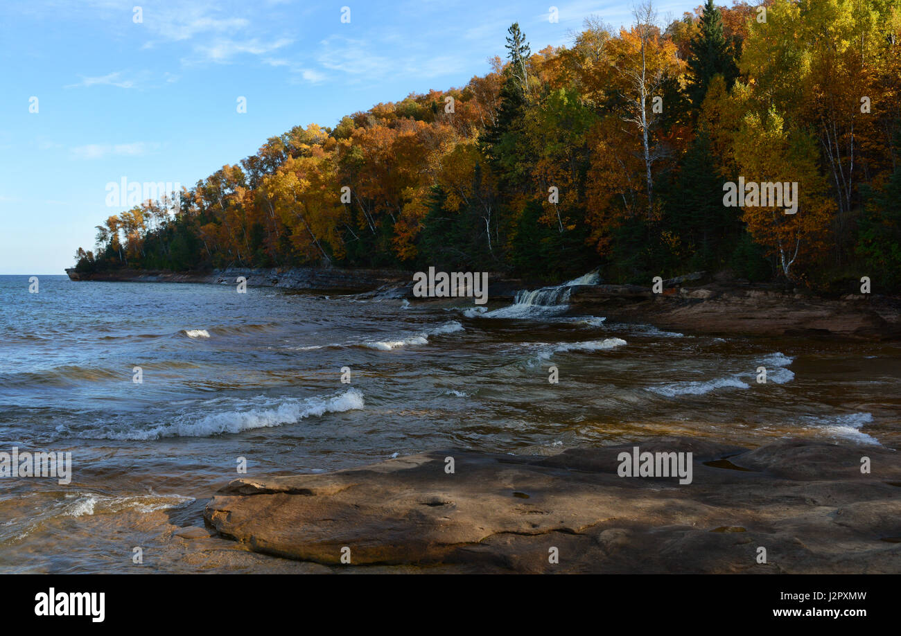 Fall color on the shores of Lake Superior in the Upper Peninsula of ...