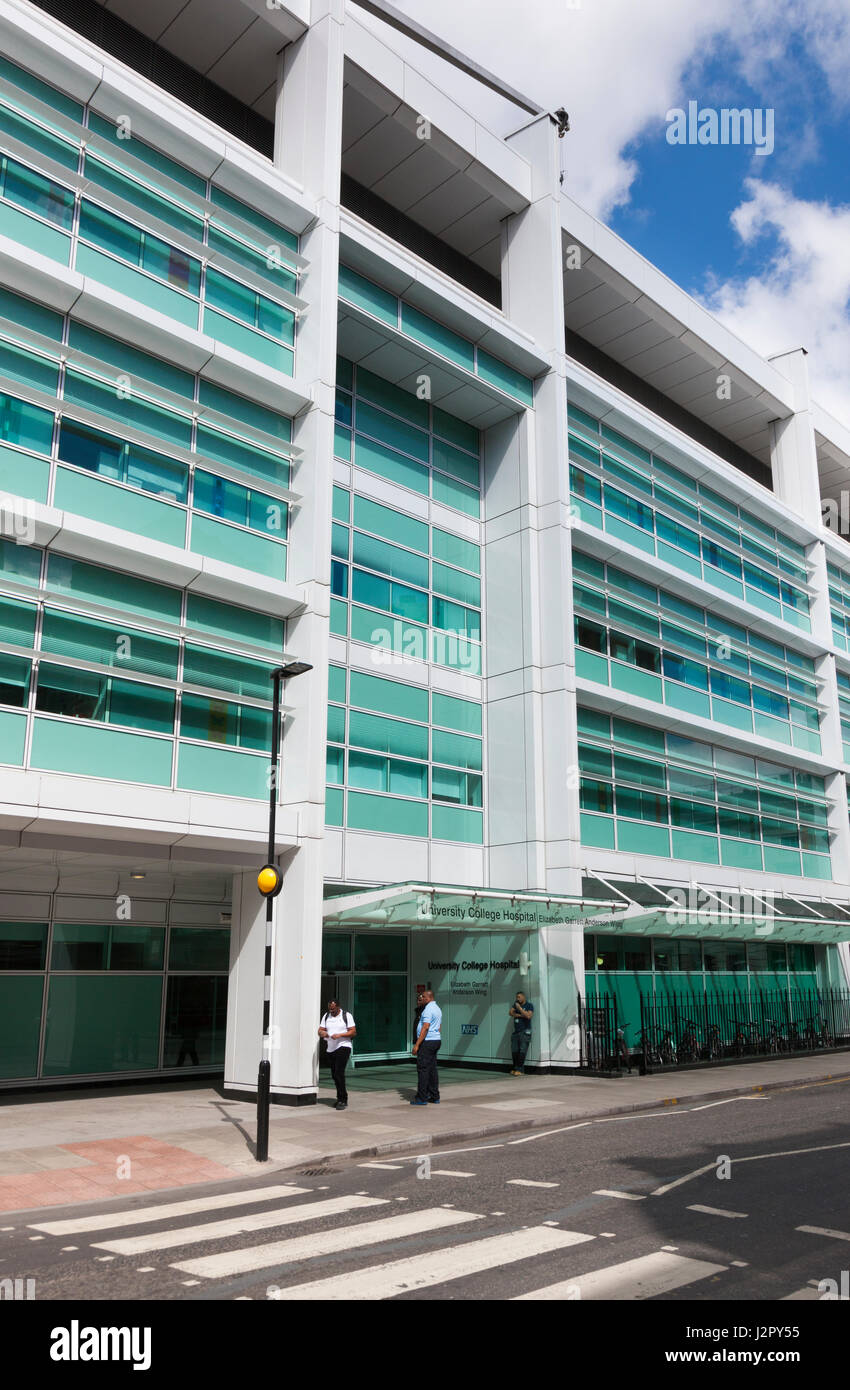 The front exterior and entrance of University College Hospital London ...