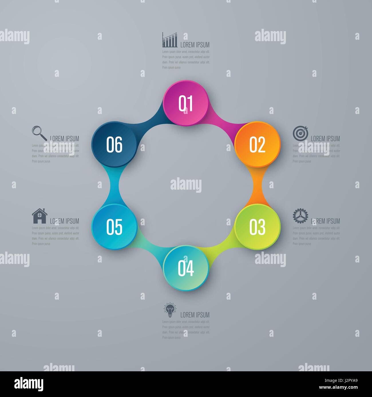 Infographics template 6 options with circle Stock Vector Image & Art ...