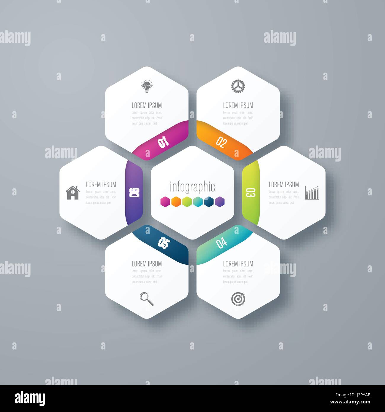 Infographics template 6 options with hexagon Stock Vector Image & Art ...