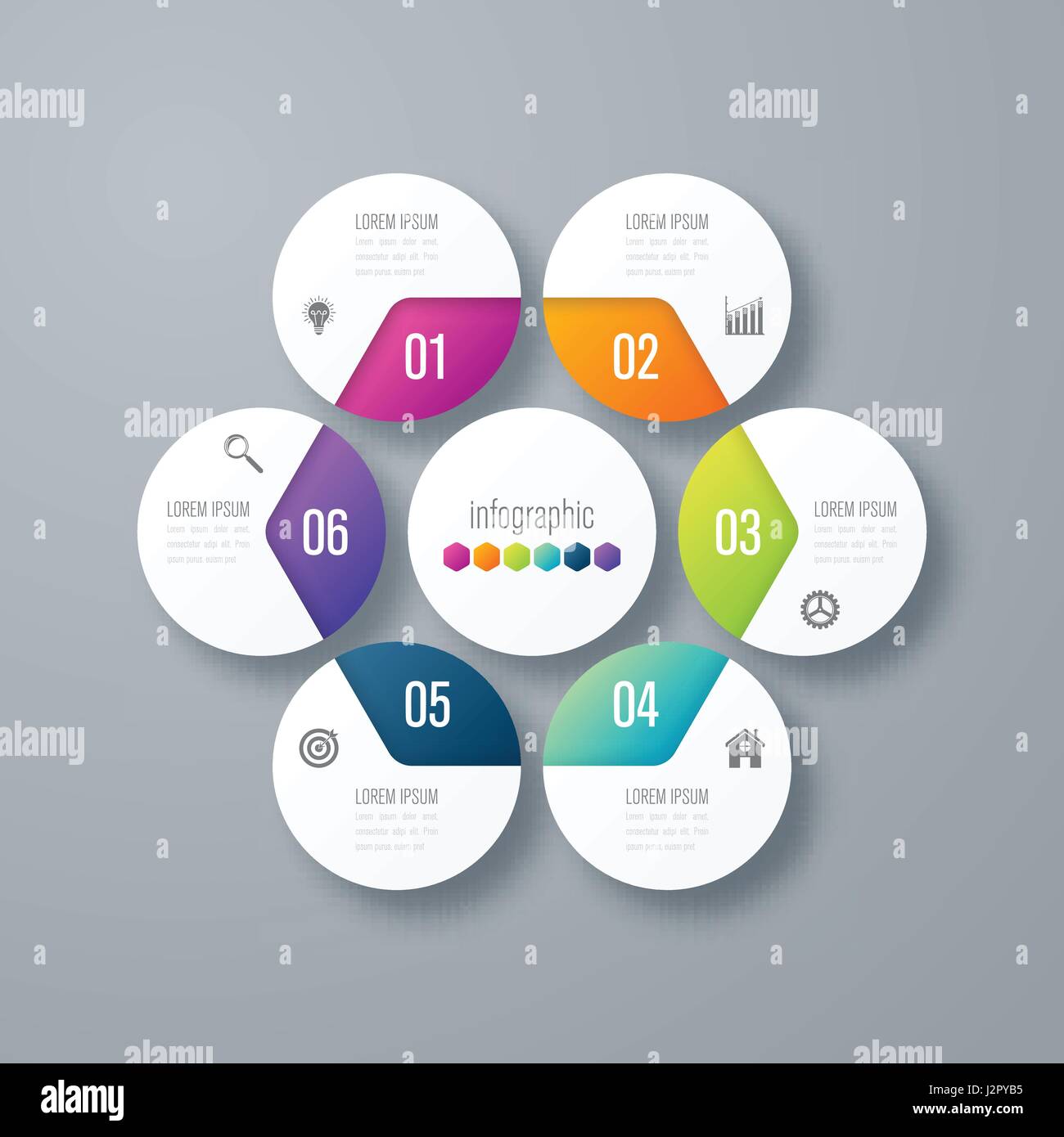 Infographics template 6 options with circle Stock Vector Image & Art ...