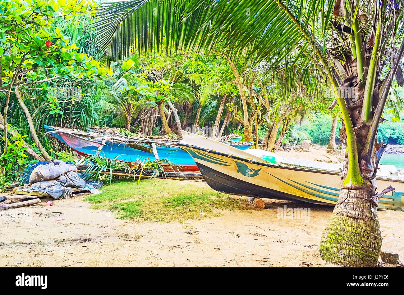 The tiny beach, hidden among the jungles of Rumassala mount, with ...