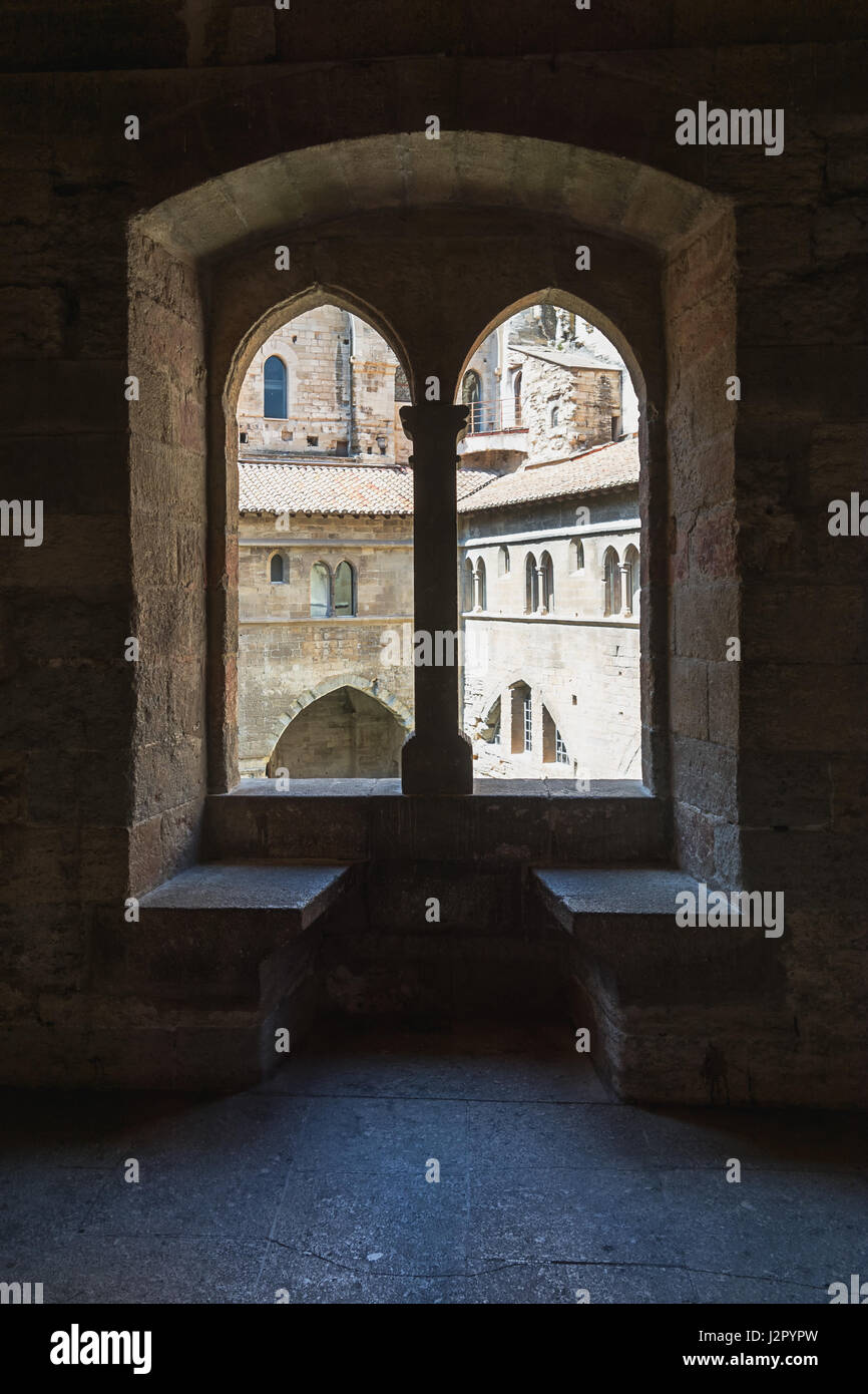 Window overlooking the walls of the courtyard of the Papal palace in ...