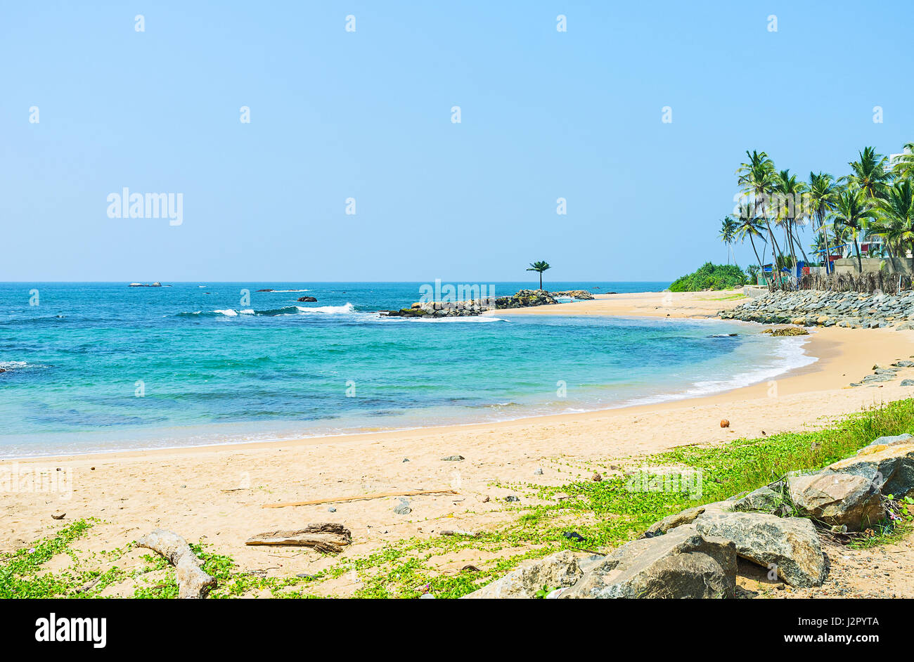 The lovely beach of Ginthota, the West Coast of Sri Lanka with typic ...