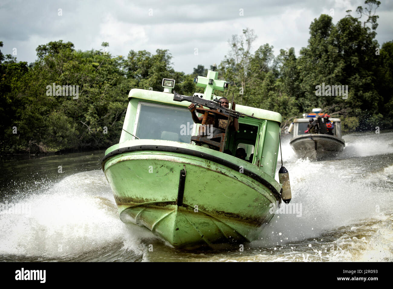 The Nigerian Navy uses small gunboats to patrol the creeks and rivers ...