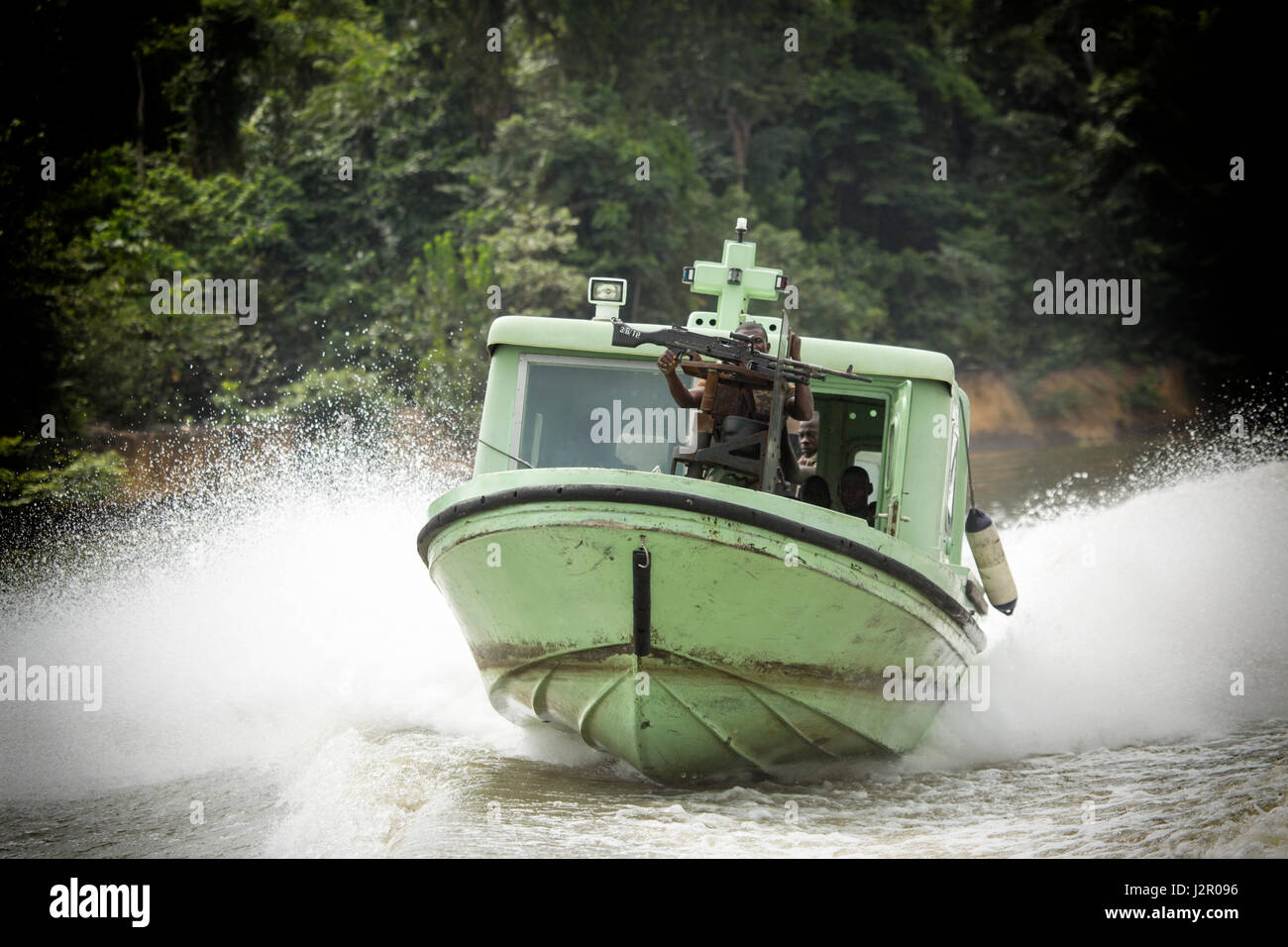 The Nigerian Navy uses small gunboats to patrol the creeks and rivers ...