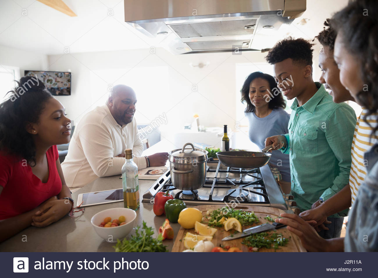 African american family smiling group hi-res stock photography and ...