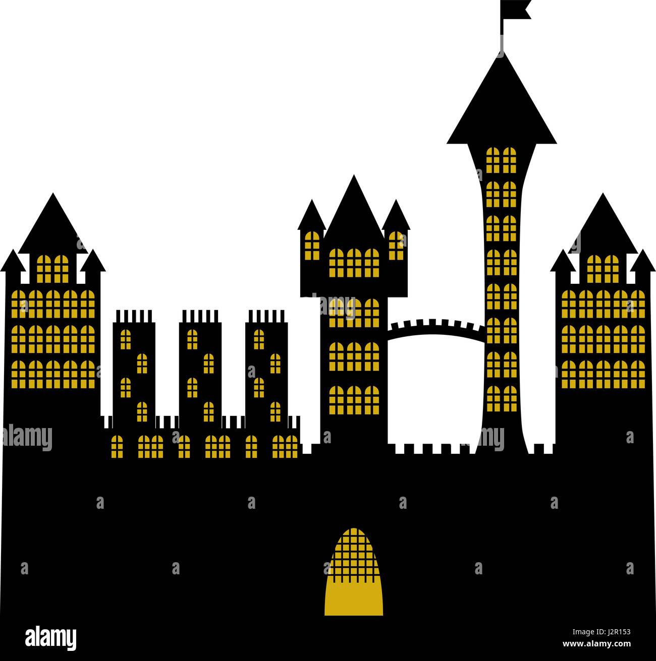 isolated vector ancient gothic castle black silhouette Stock Vector ...