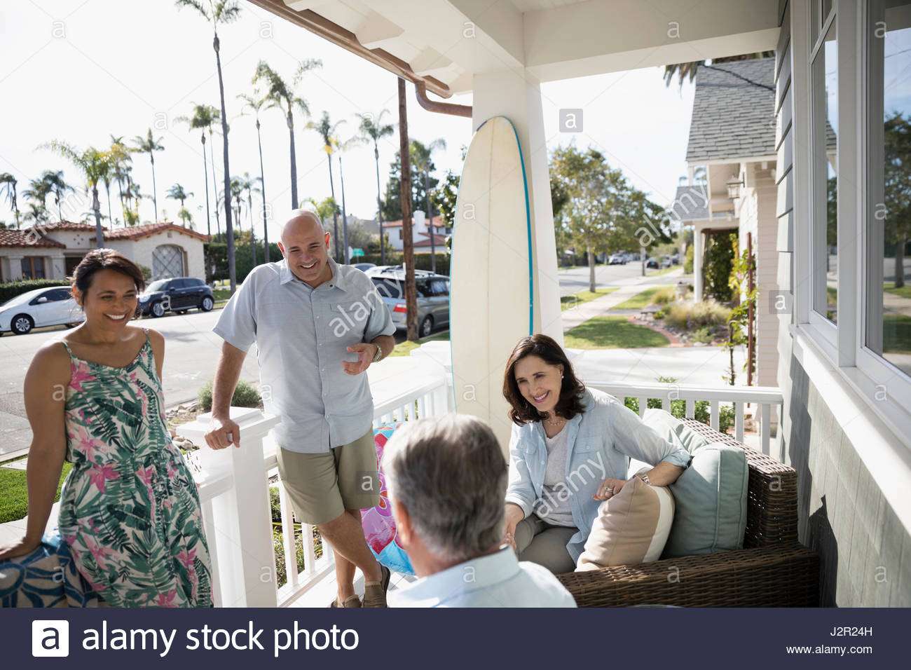 Father son talking porch hi-res stock photography and images - Alamy