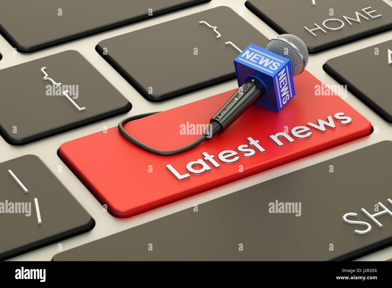 latest news button, red key on keyboard. 3D rendering Stock Photo - Alamy