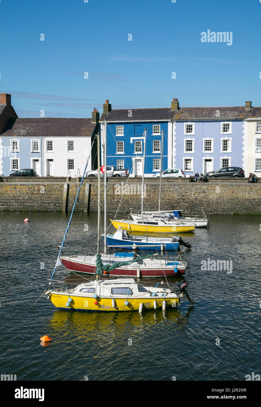 The charming Georgian port town of Aberaeron on the Cardigan Bay Coast ...