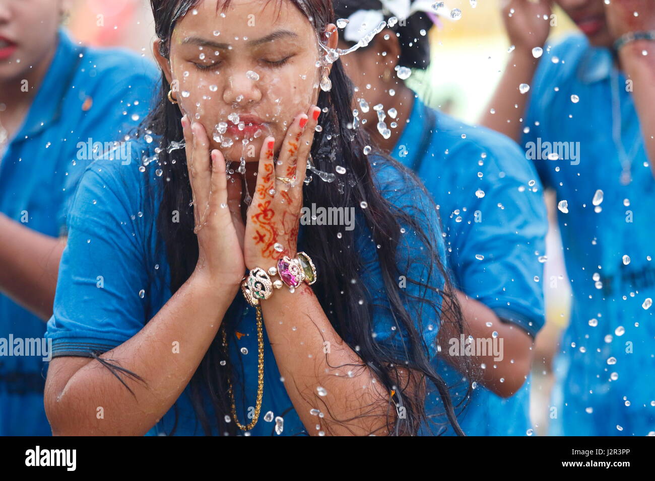 Ethnic Marma girls participate on water festival on occasion of Baisabi ...