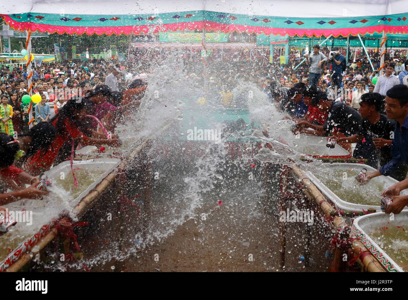 Ethnic Marma girls and boys participate on water festival on occasion ...