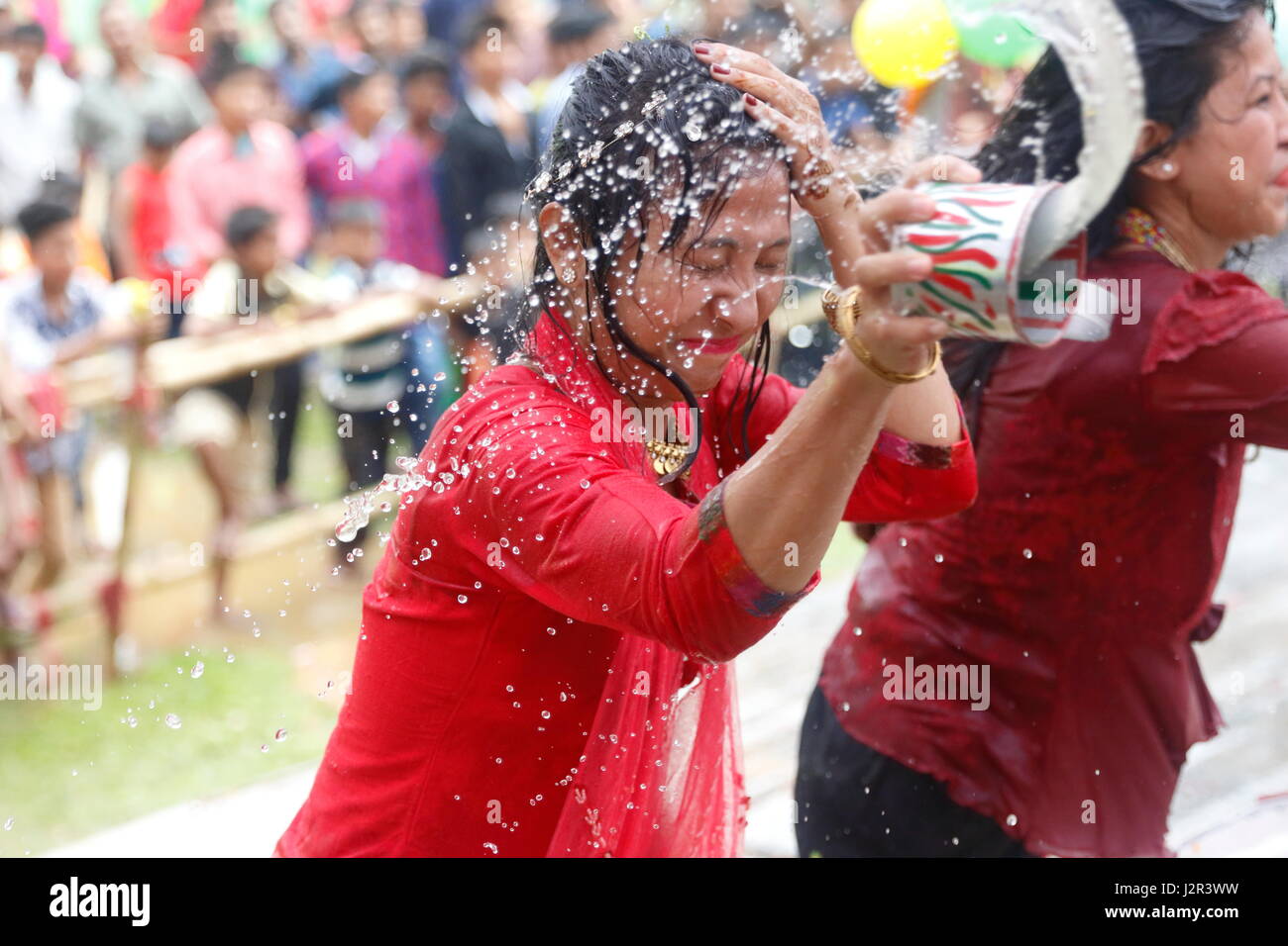 Ethnic Marma girls participate on water festival on occasion of Baisabi ...