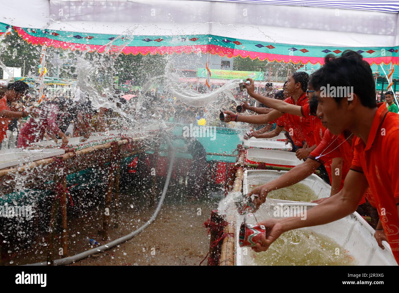Ethnic Marma girls and boys participate on water festival on occasion ...