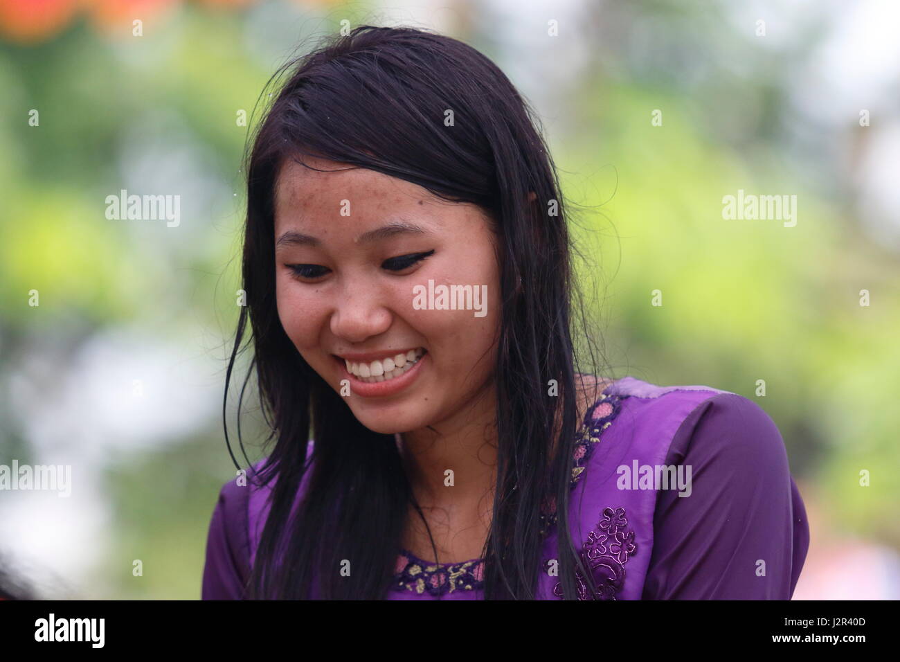 Ethnic Marma girls participate on water festival on occasion of Baisabi ...