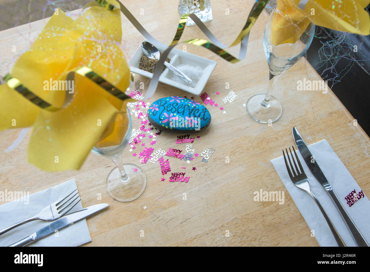 Restaurant interior Reserved table sign Painted pebble Table ...