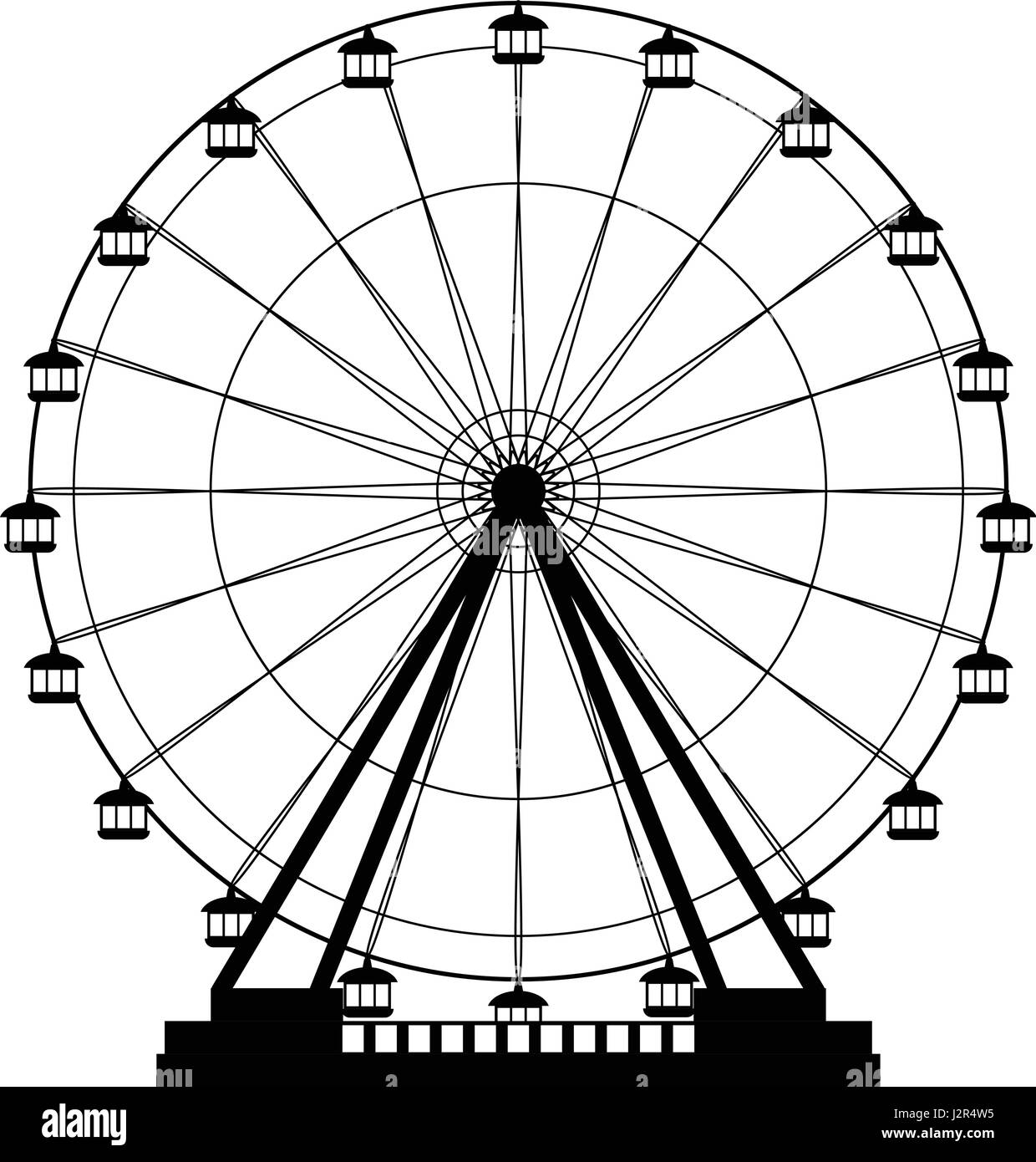 ferris wheel fair entretaiment round attraction fun vector isolated ...
