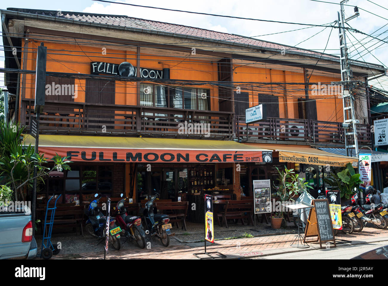 Full Moon cafe, Vientiane Stock Photo - Alamy