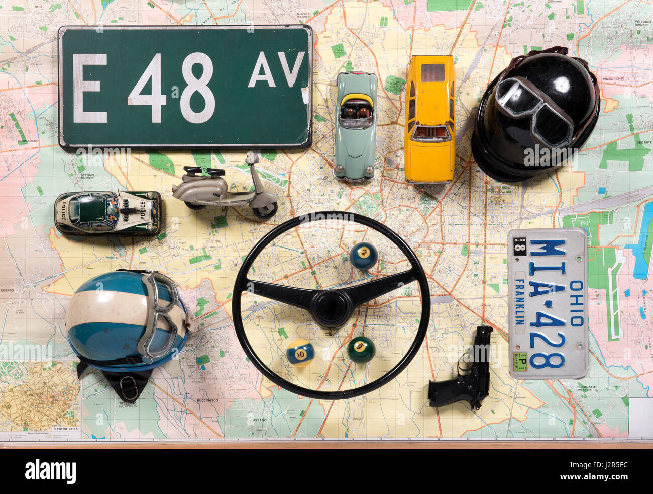 Street and driving tools aerial view Stock Photo - Alamy