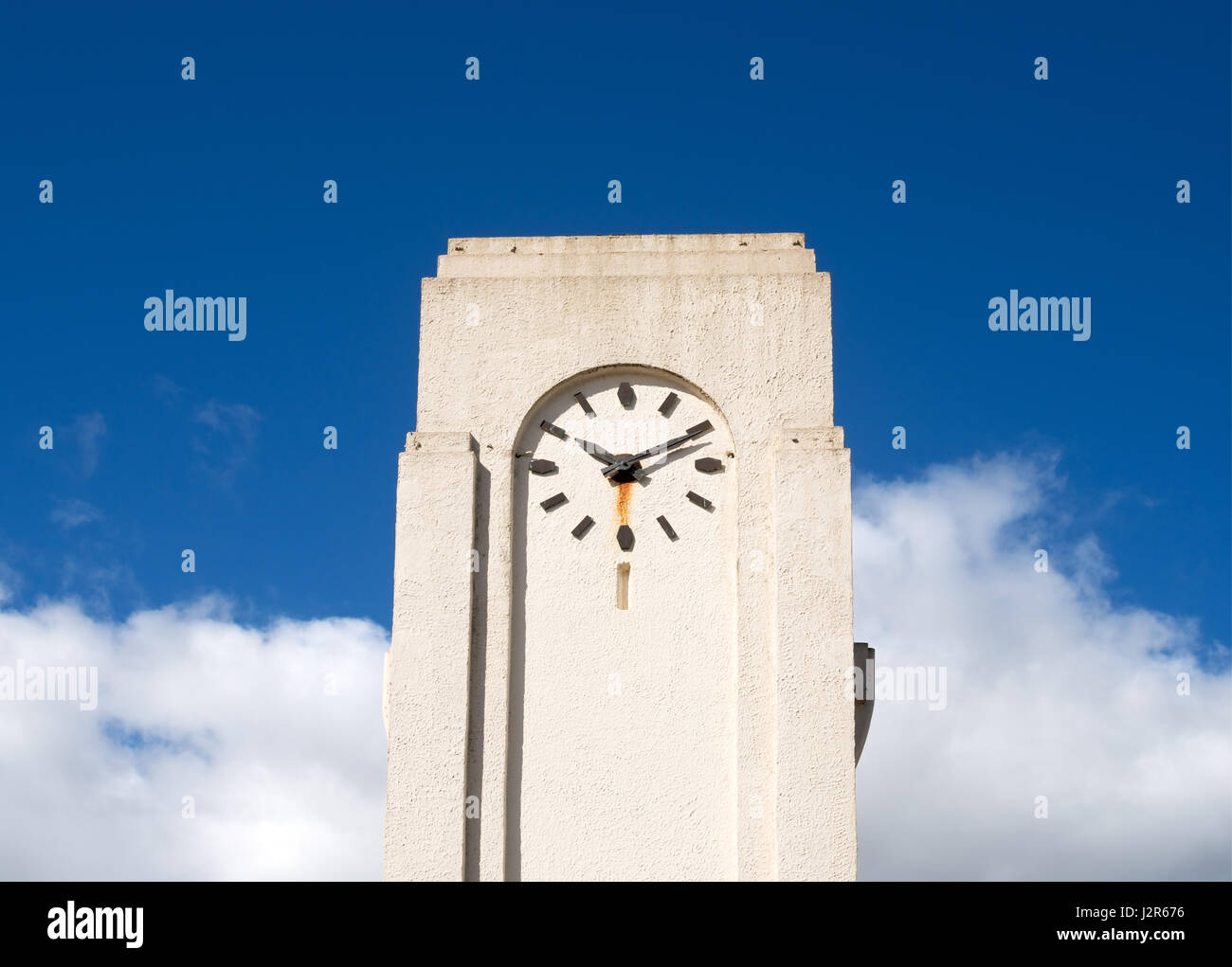 The art deco clock tower at the bus station, Seaton Carew, Hartlepool ...