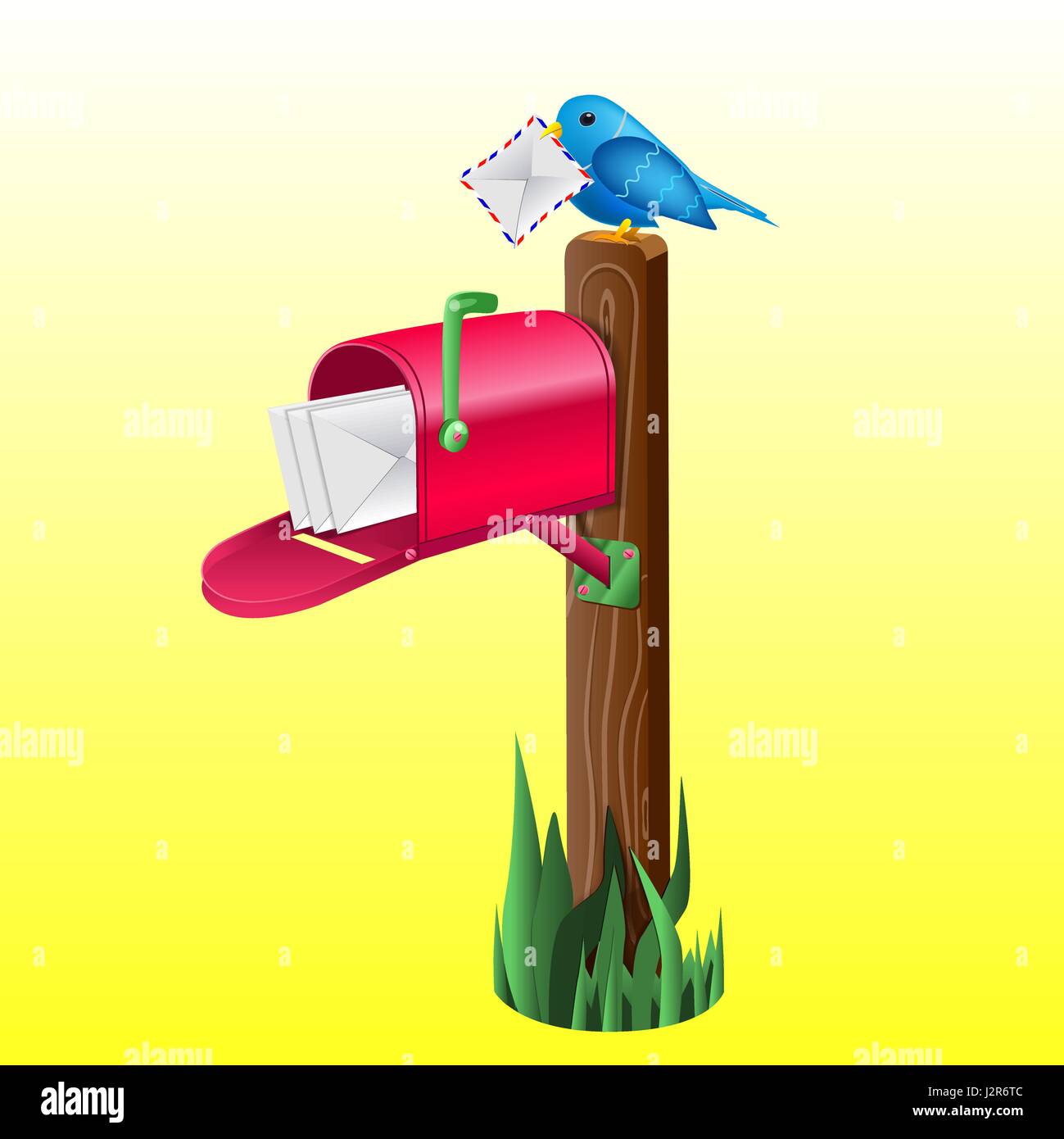 Outdoor red mailbox full of letters Stock Vector Image & Art - Alamy